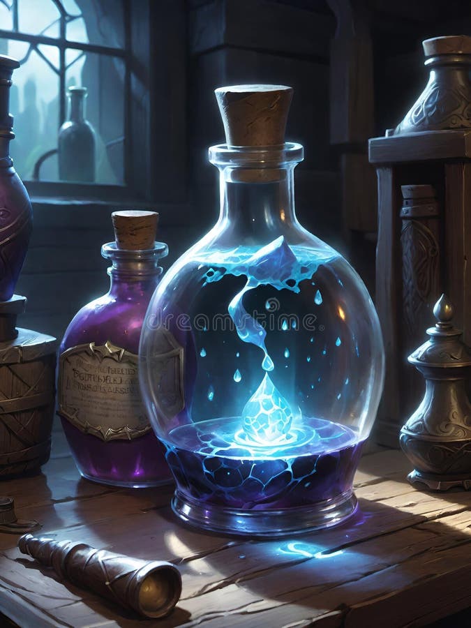 A Glass of Magic Potion with a Candle Stock Illustration - Illustration ...