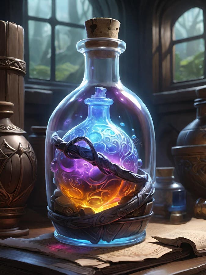 A Glass of Magic Potion with a Candle Stock Illustration - Illustration ...