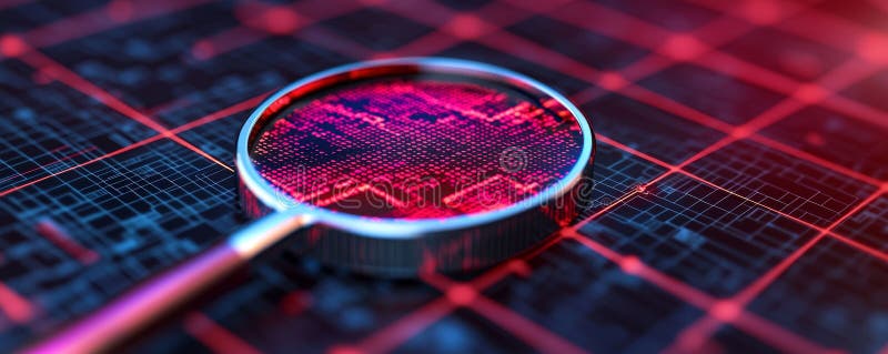 Glass Magnifying Zooming into Digital Data Stock Illustration ...