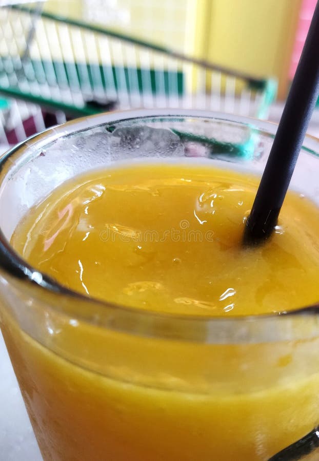 A Glass of Mango Juice Top View Stock Image - Image of food, cold ...
