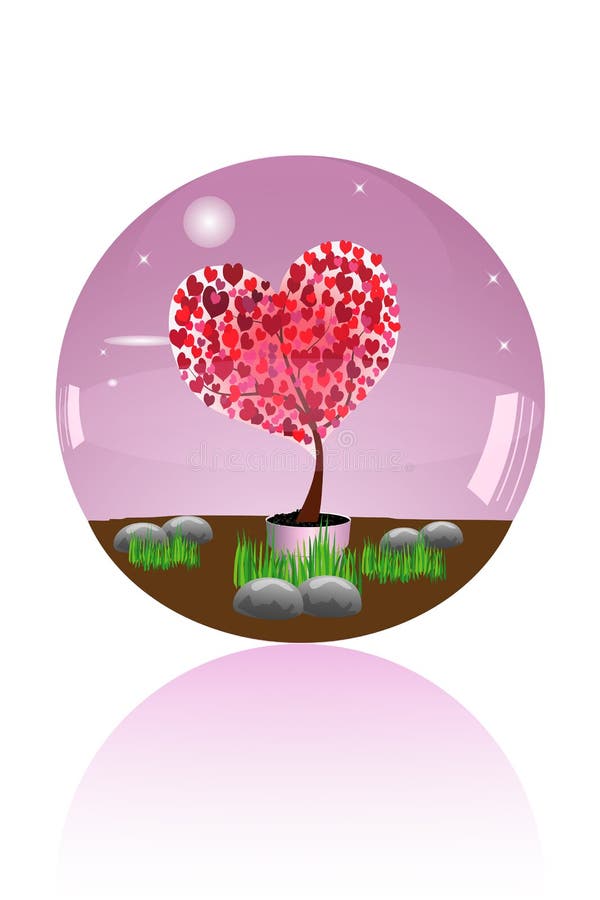 Glass marble of love tree stock illustration. Illustration of holiday ...