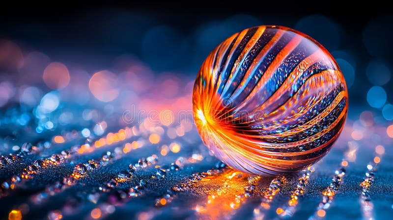 Glass Marble Macro, Sharp Textures, Vibrant Light. Stock Illustration ...