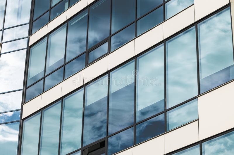 Glass Material Skyscraper Modern Office External Side Facade Building ...