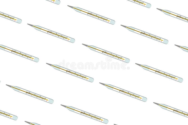 Glass Medical Thermometer Pattern on White Background. Medical ...