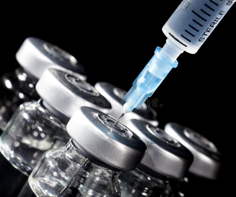 Glass Medicine Vials and Syringe Stock Image - Image of pill, bottle ...