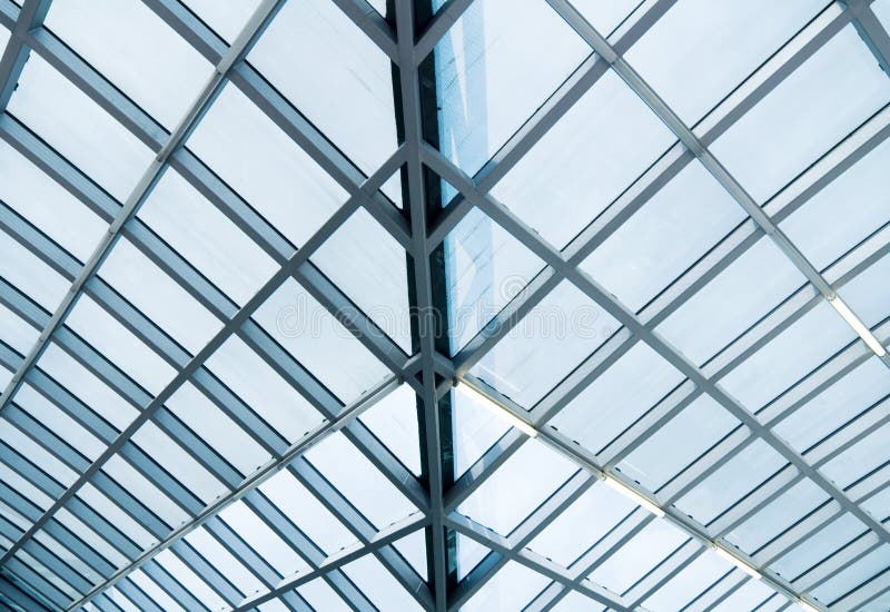 Glass and Metal Construction Stock Photo - Image of perspective, glass ...