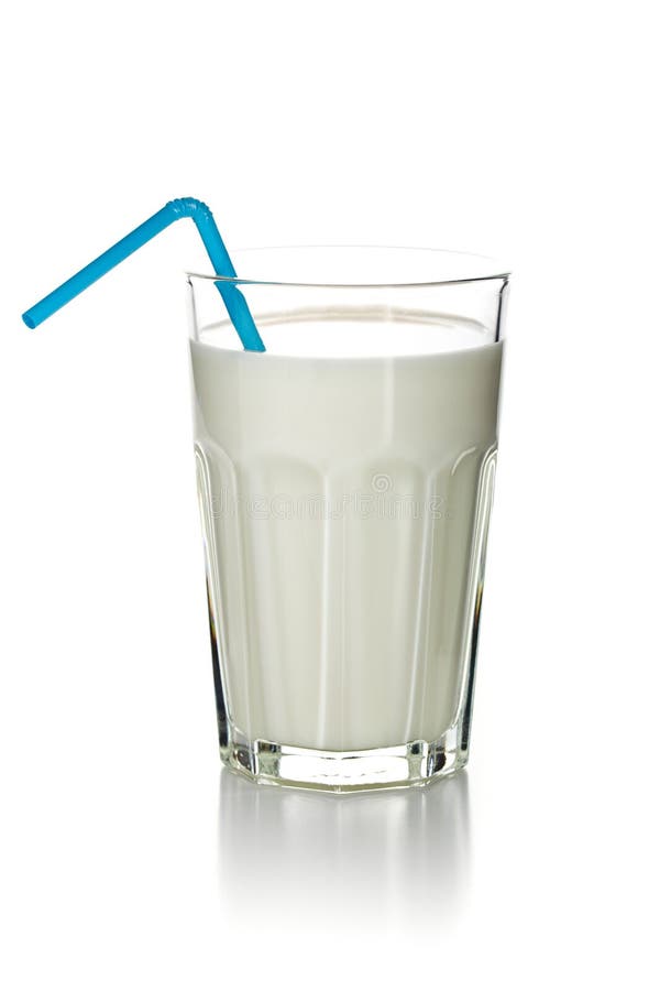 Glass of milk on white stock image. Image of drink, full - 5121141