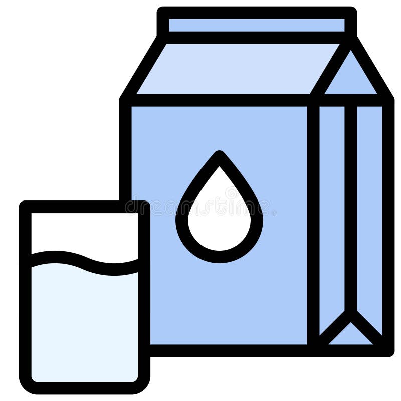 Glass of Milk and Milk Carton Icon, Beverage Filled Vector Stock Vector ...