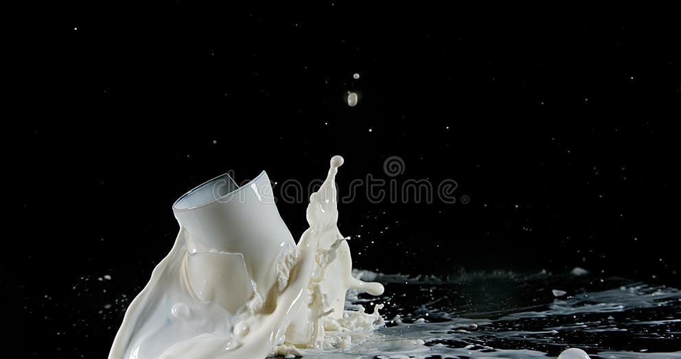 Glass of Milk Exploding Against White Background Stock Image - Image of ...