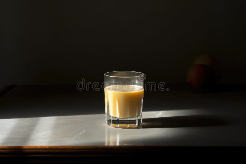 Glass of Milk Sitting on a Table Stock Illustration - Illustration of ...