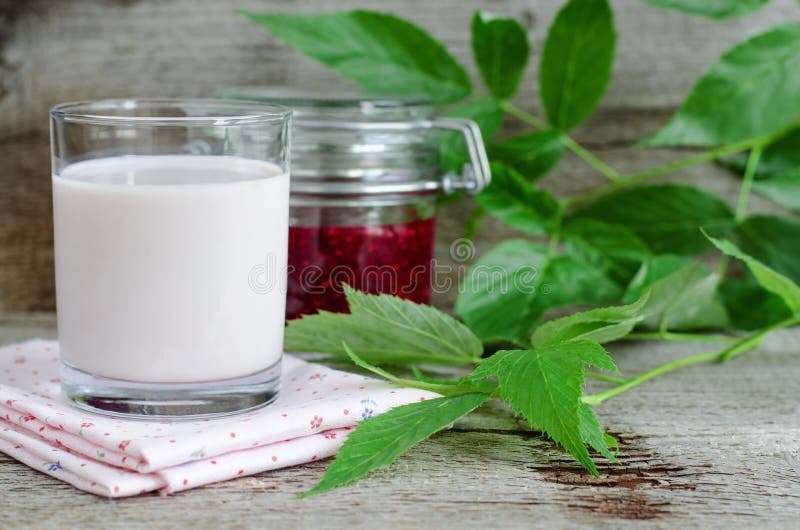 Glass of Milk and Raspberry Jam Stock Photo - Image of antioxidant ...