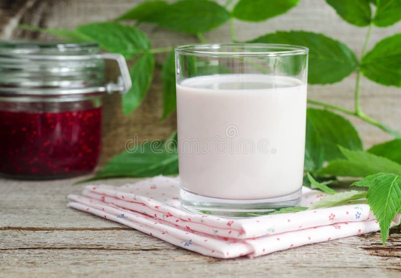 Glass of Milk and Raspberry Jam Stock Image - Image of lactobacteries ...