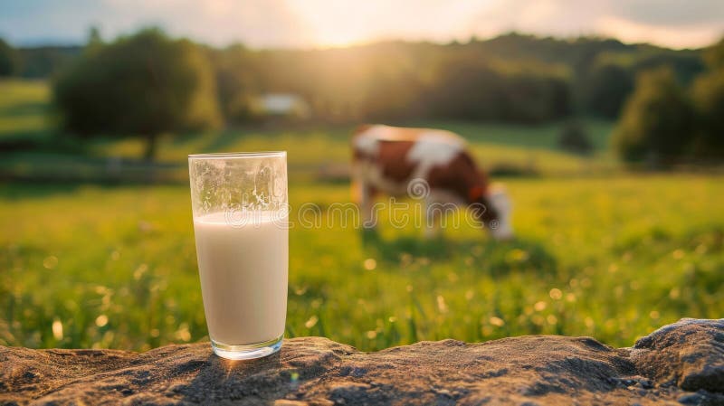 Glass of Milk Resting on a Smooth Rock Stock Image - Image of outdoor ...