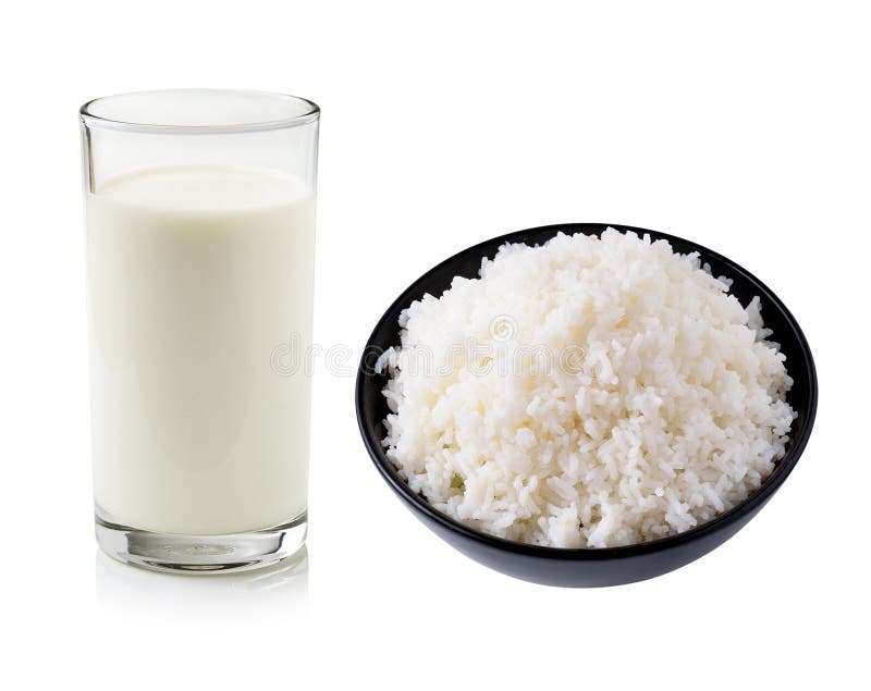 Glass of milk and rice stock photo. Image of protein - 49446038