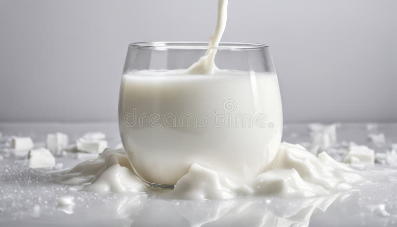 A Glass of Milk with a Stream of Milk Pouring into it Stock ...