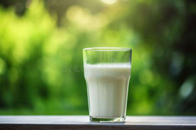 Glass of Milk Summer Green Bokeh. AI Generated Stock Illustration ...