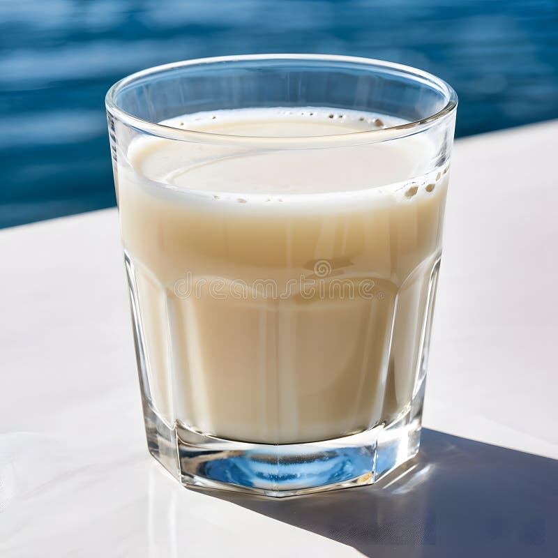 Glass of milk on the table stock illustration. Illustration of isolated ...