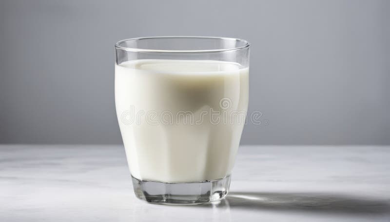 A glass of milk on a table stock illustration. Illustration of ...