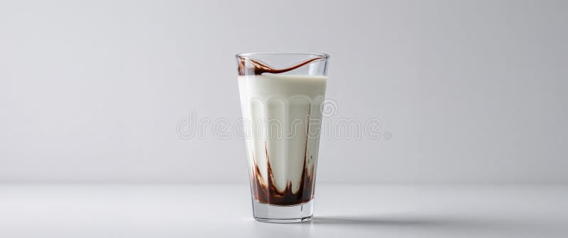 Glass of Milk with Visible Chocolate Syrup Streaks Stock Image - Image ...