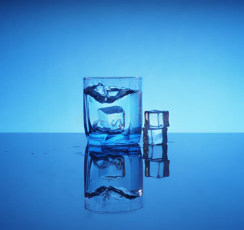 Glass of Mineral Clear Water with Ice Stock Image - Image of reflection ...