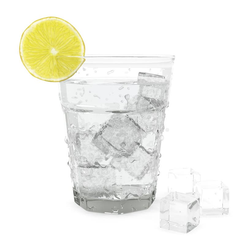 Glass of Mineral Water, Soda, Sparkling Water with Ice Cold and Lemon ...