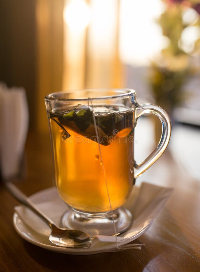 A Glass of Mint Tea in a Restaurant Stock Image - Image of leave ...