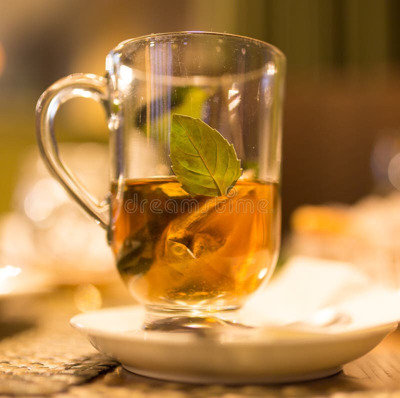 A Glass of Mint Tea in a Restaurant Stock Photo - Image of water ...