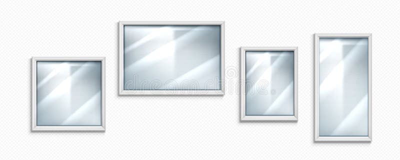 Glass Mirror Texture with Frame and Reflection Stock Vector ...