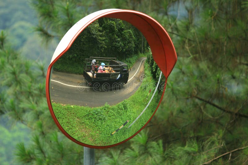 Glass Mirrors for Warning Signs on the Highway Stock Photo - Image of ...