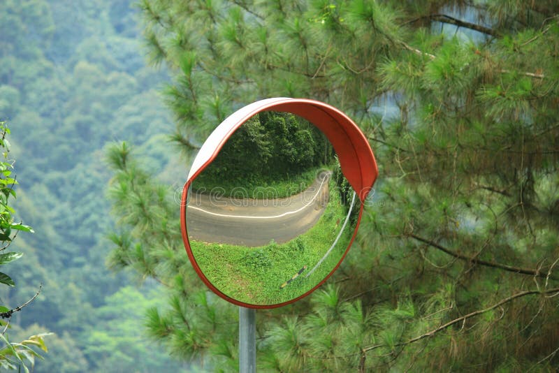 Glass Mirrors for Warning Signs on the Highway Stock Image - Image of ...