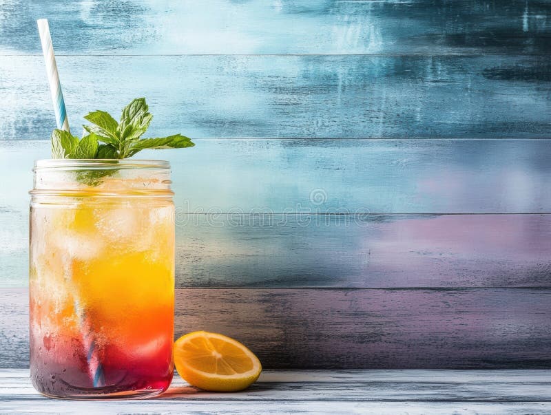 A Glass of Mixed Fruit Juice with a Straw in it Stock Illustration ...