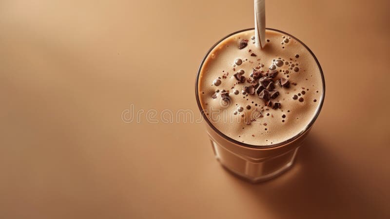 Glass of Mocha with a Straw on a Brown Background Stock Image - Image ...