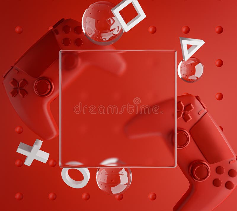 Glass Mockup Red Gamepad Console 3D Rendering Stock Illustration ...
