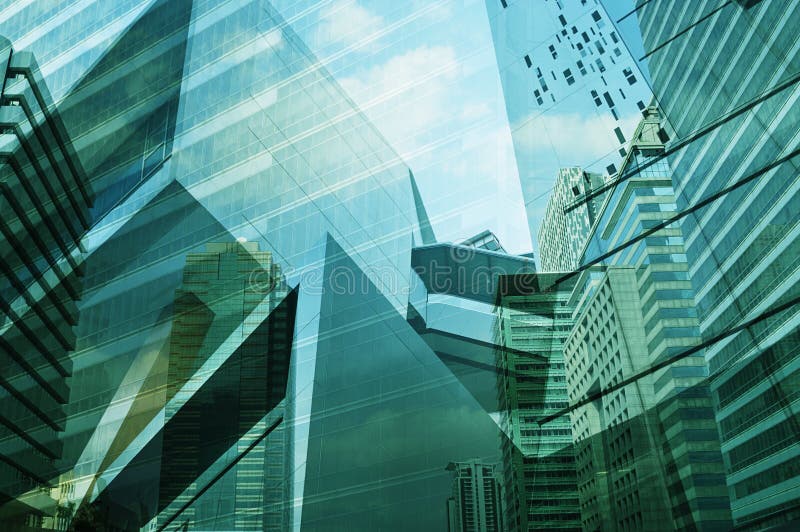 Glass of modern tower stock illustration. Illustration of background ...