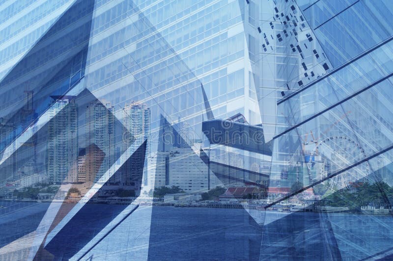 Reflect of Modern City Building on Window Glass Tower Stock Photo ...