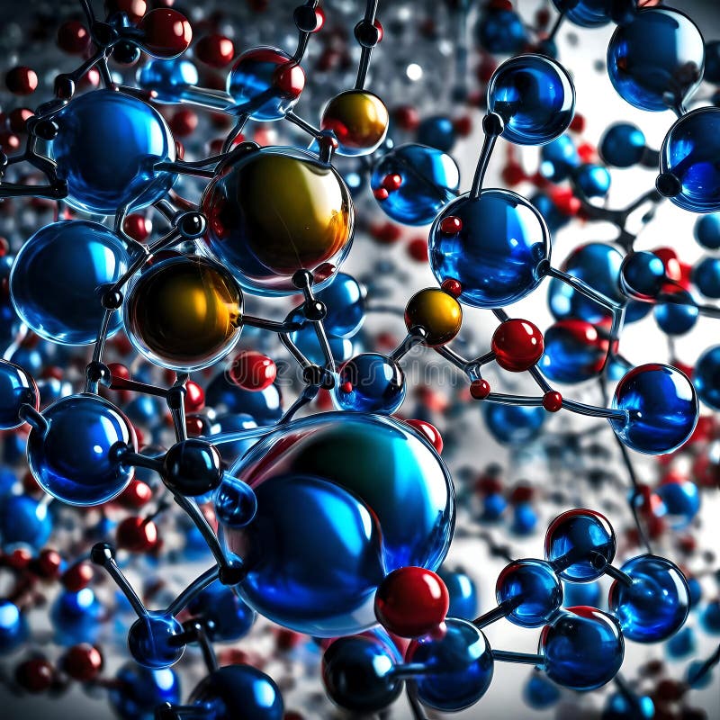Glassy Molecules Mockup. Futuristic Molecular Structure Pattern ...