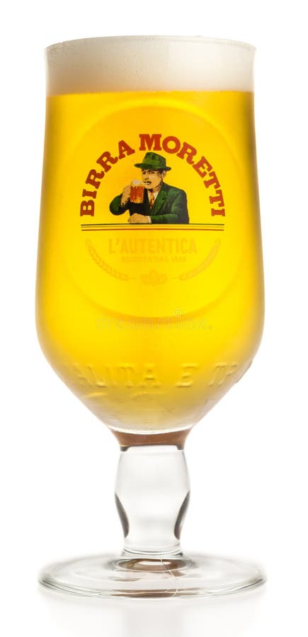 Glass of Moretti Pilsener Beer Isolated on White Editorial Photography ...