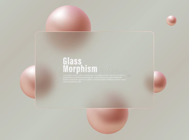 Glass Morphism Concept Rectangular Banner with Floating Spheres ...