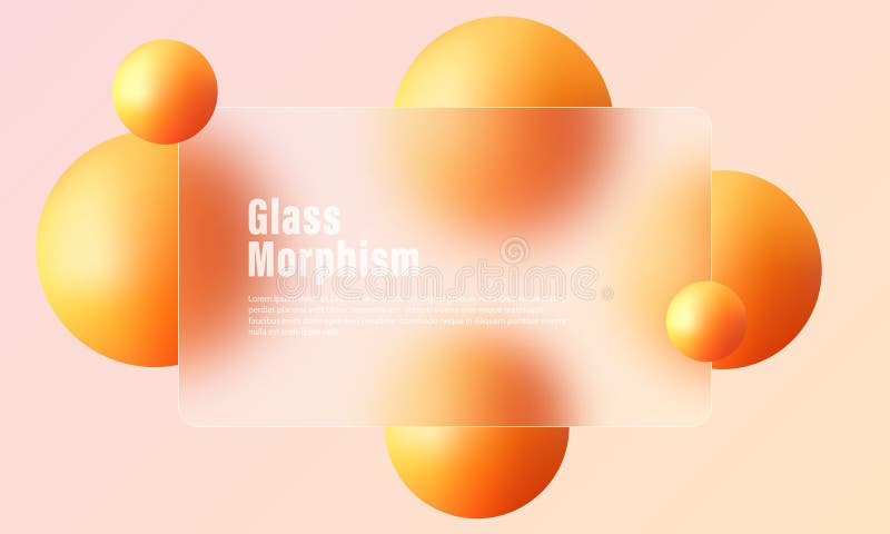 Glass Morphism Landing Page with Rectangular Frame. Vector Illustration ...