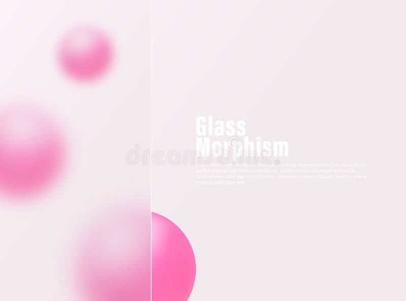 Glass Morphism Landing Page. Transparent Rectangular Template with Pink ...