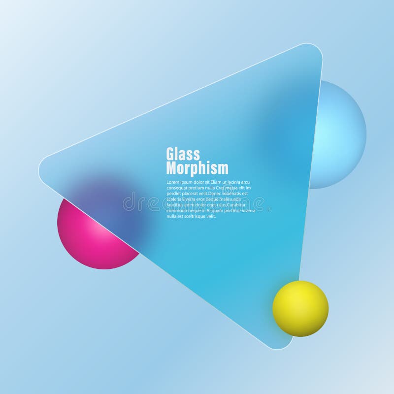 Glass Morphism Landing Page with Transparent Glass Triangle. Vector ...