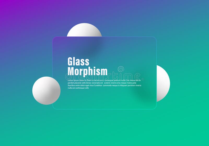 Glass Morphism Panel with White Spheres on Teal To Violet Gradient ...