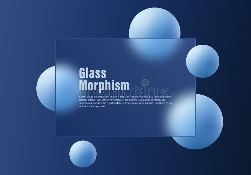 Glass Morphism Style Illustration. Dark Blue Background with ...