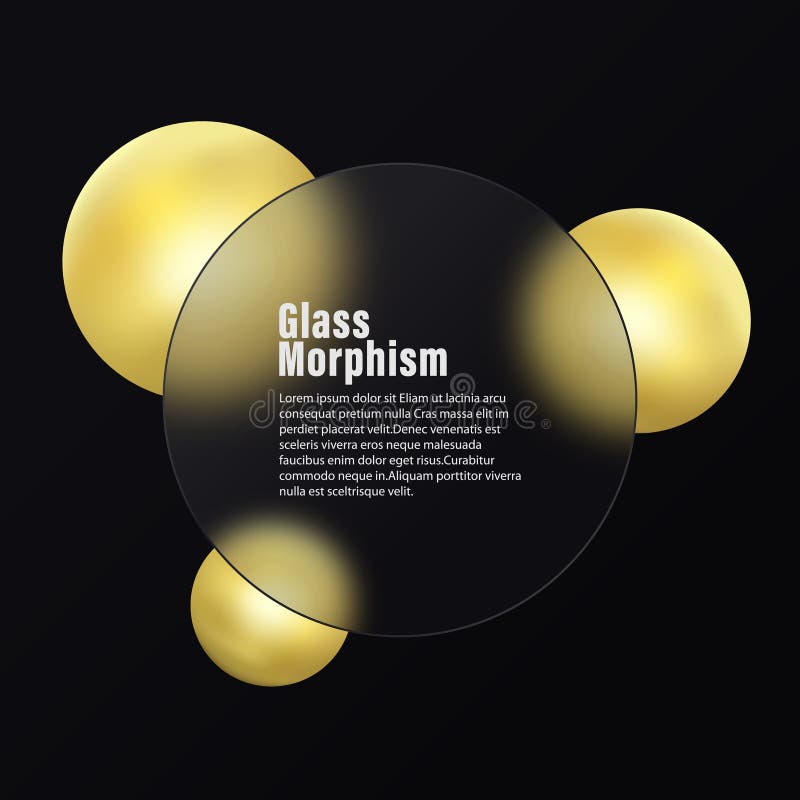 Glass Morphism Style. Realistic Glass Transformation Effect with Gold ...