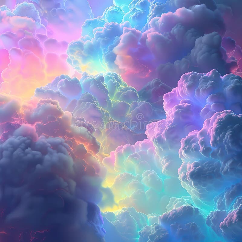 Glass Morphism Style Texture with Clouds. Rainbow Gradient Colors ...
