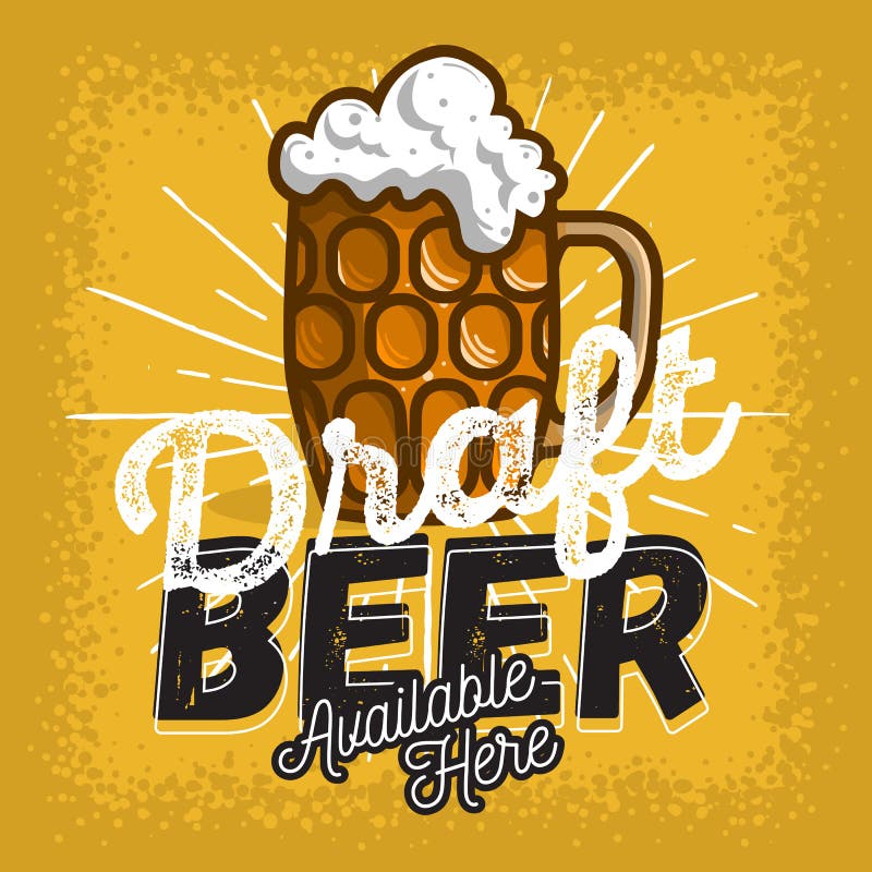 Glass Mug of Draft Beer with Foam Poster Sign Design for Promotion ...