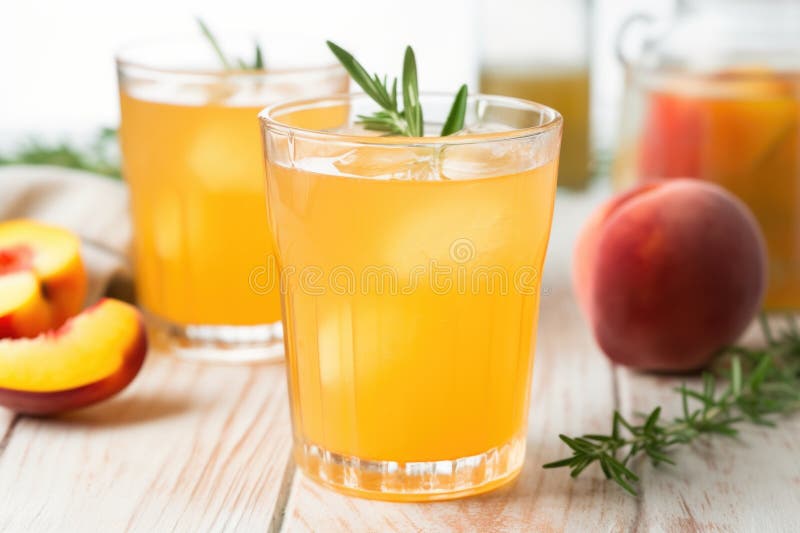 A Glass Mug Full of Peach-colored Iced Herbal Tea Stock Photo - Image ...