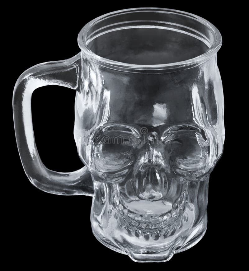 Glass Mug Skull with Handle, Isolated on Black Background Stock Photo ...