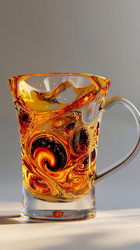 A Glass Mug with a Swirl Design on it Stock Image - Image of allowing ...