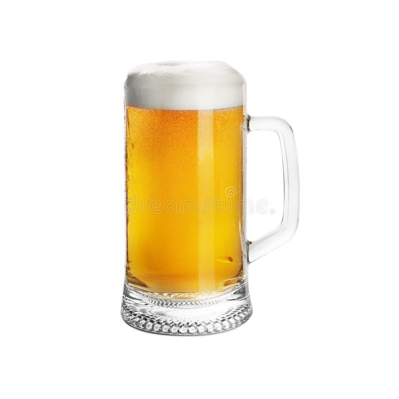 Glass Mug of Tasty Light Beer on White Background Stock Photo - Image ...
